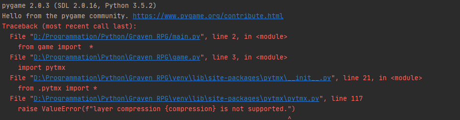[Résolu] PyTMX : Problème d'import - Raise ValueError - raise ValueError(f"layer compression ...